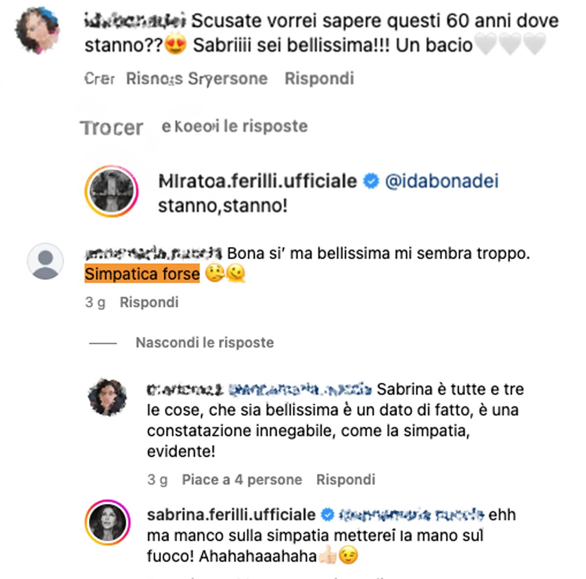Le risposte di Sabrina Ferilli ai commenti su Instagram sono epiche
